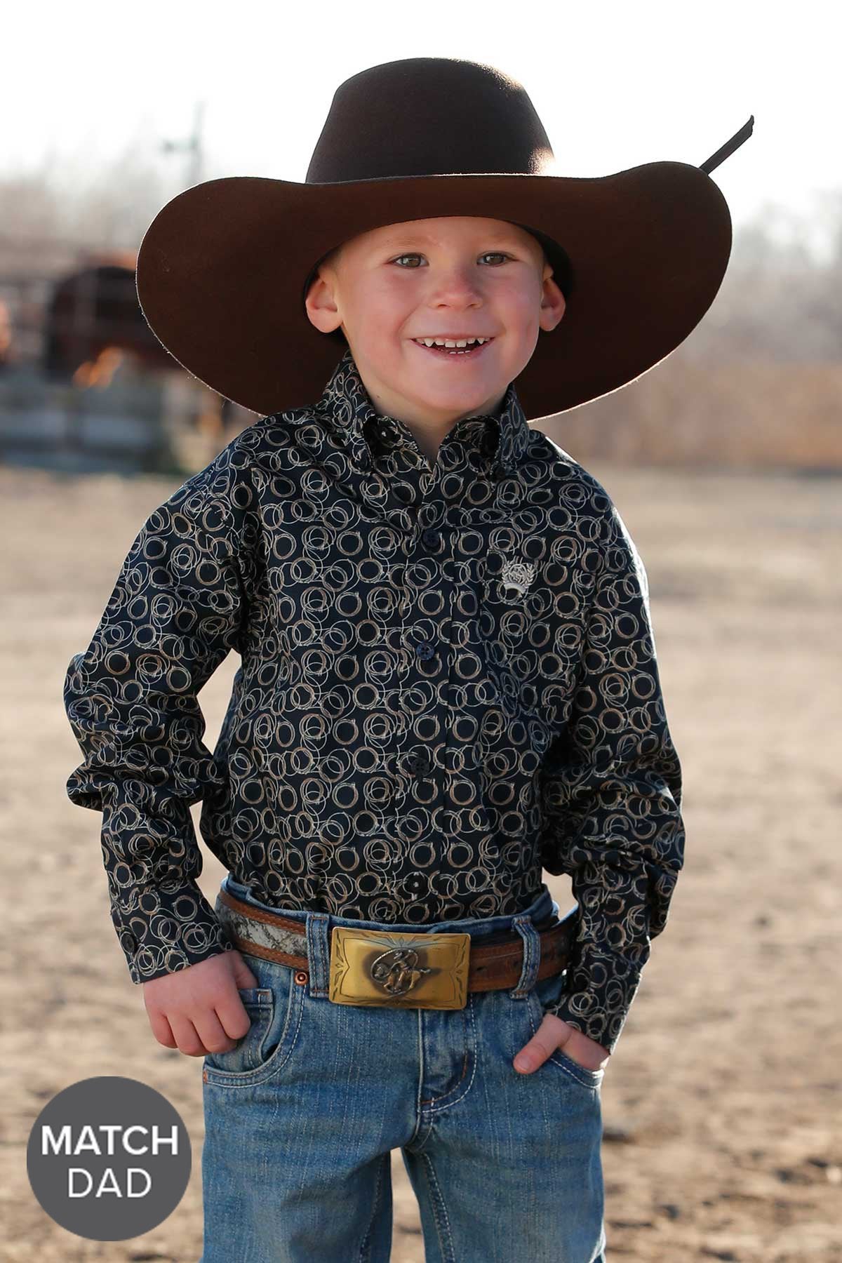 CINCH Toddler Rope Print Button-Down Western Shirt - Navy MTW7061363 ...